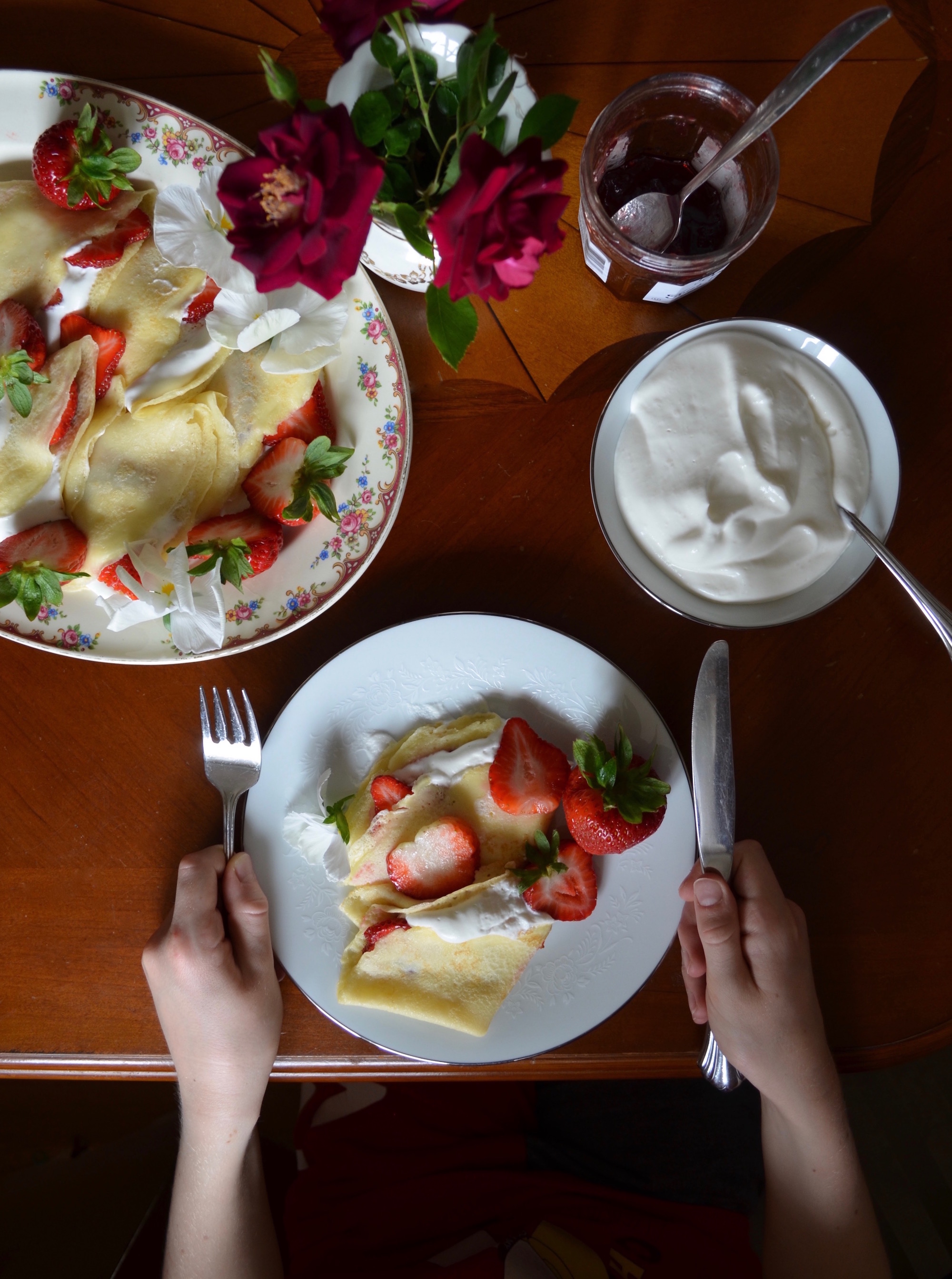 Crêpes with Strawberries and Cream – Rebecca Sherrow